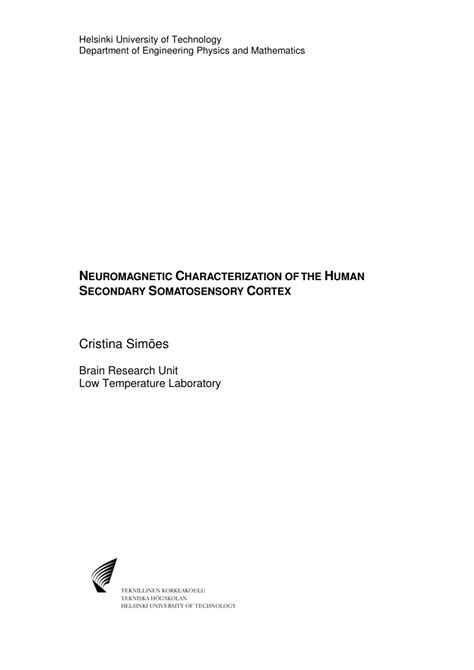 Pdf Neuromagnetic Characterization Of The Human Secondary Somatosensory Cortex