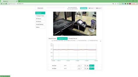 Dashboard Temperature Curve Beaglecam