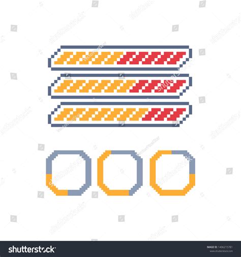 Loading Bar Pixel Art Icons Set Stock Vector Royalty Free 1406215781