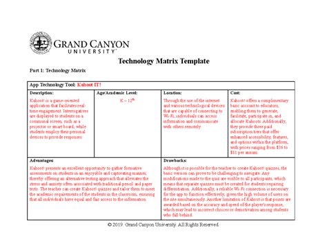 Week 5 Technology Matrix Technology Matrix Template Part 1