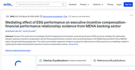 Mediating Effect Of Esg Performance On Executive Incentive Compensation Financial Performance