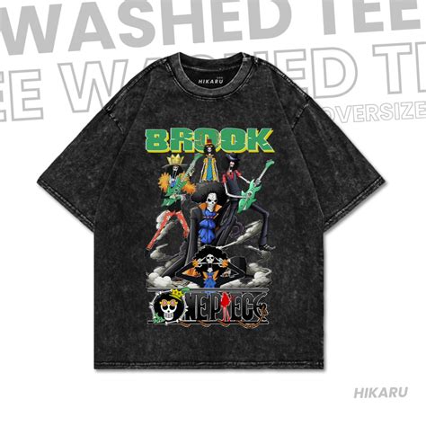 Jual Hikaru Kaos Anime One Piece Brook Oversize Washed Tshirt Anime