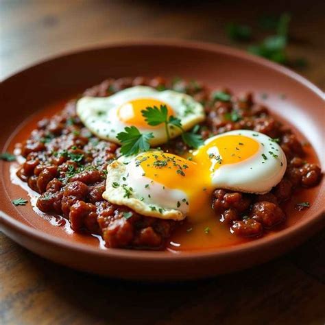 Ground Beef Shakshuka With Poached Eggs