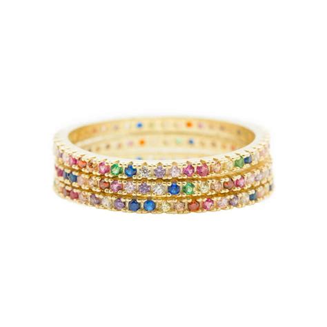 The Tiny Rainbow Bundle Rainbow Crystal Gold Plated Silver Beaded Bracelets