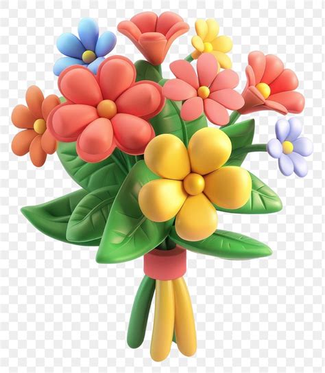 PNG Colorful Clay Flower Bouquet Free PNG Rawpixel