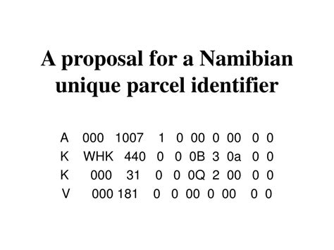 Ppt A Proposal For A Namibian Unique Parcel Identifier Powerpoint