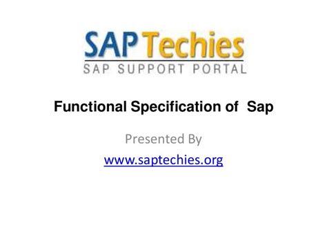 Functional Specification Of Sap