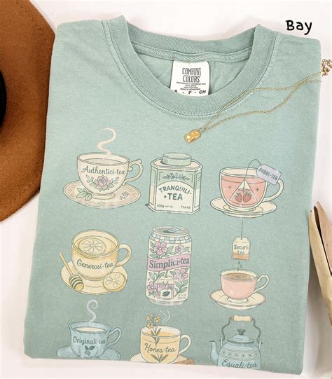 Tea T Shirt Vintage Tea Stack Boho Cute Tshirt For Women Etsy