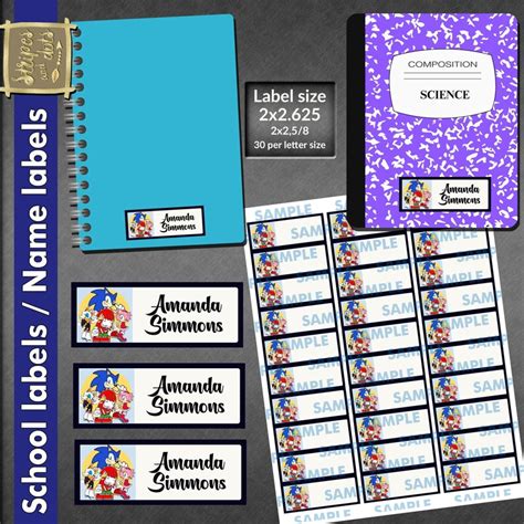 Sonic Inspired Labelssonic Name Labelsschool Labelsname Etsy