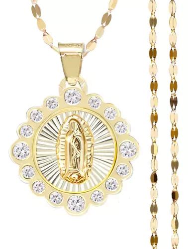 Medalla Oro k Virgen De Guadalupe Con Cadena cm Oro k Envío gratis