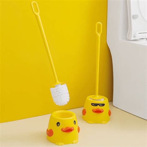 Cute Yellow Duck Brush Lavatory Brush Toilet Brush Holder Set Cute