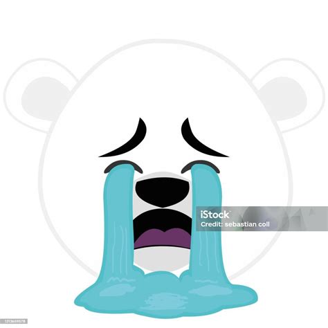 슬픈 표정으로 북극곰의 머리벡터 이모티콘 일러스트 만화 곰에 대한 스톡 벡터 아트 및 기타 이미지 곰 극지 기후 눈 냉동