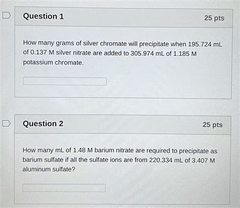 Solved How Many Grams Of Silver Chromate Will Precipitate