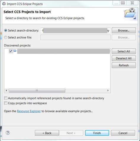 Error When Importing Project From Git Folder Code Composer Studio