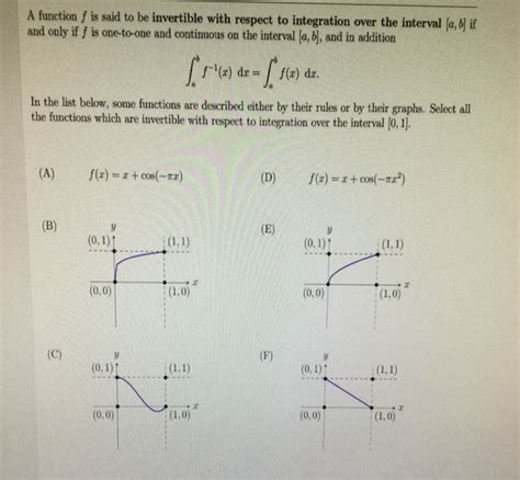 Solved A Function F Is Said To Be Invertible With Respect To