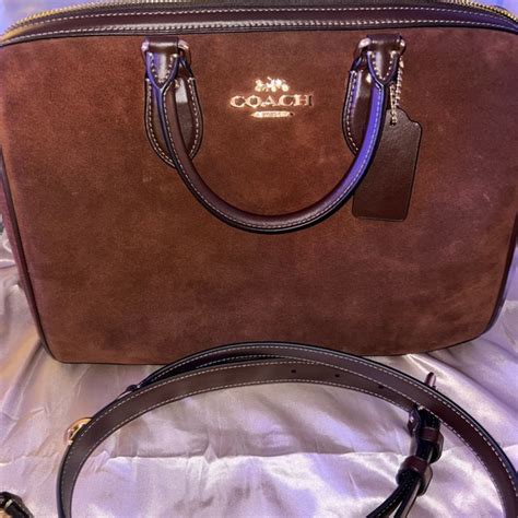 Coach Bags Coach Rich Brown Suede Rowan Satchel Poshmark