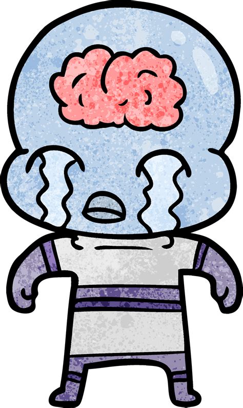 Cartoon Big Brain Alien Crying 39378757 Png