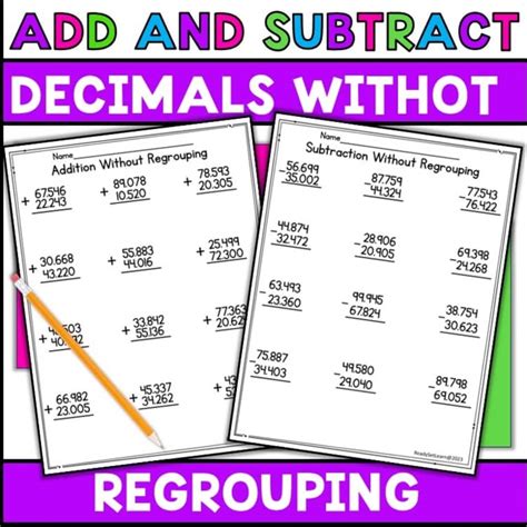 Adding And Subtracting Decimals Worksheets Practice With And Without
