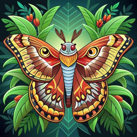 Una Mariposa Con Una Mariposa En La Cara Y Las Alas Vector Premium