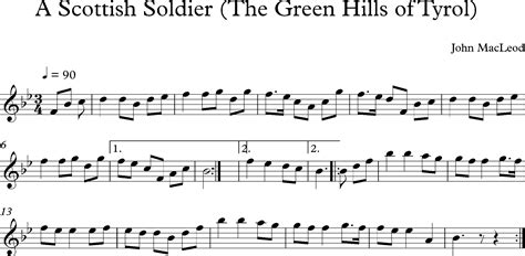 A Scottish Soldier The Green Hills Of Tyrol Partituras Partitura
