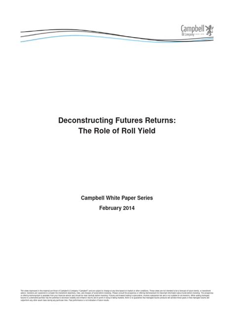 Deconstructing Futures Returns The Role Of Roll Yield Pdf Futures