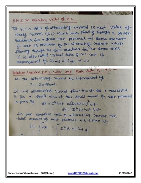 Alternating Voltage Rms And Peak Value