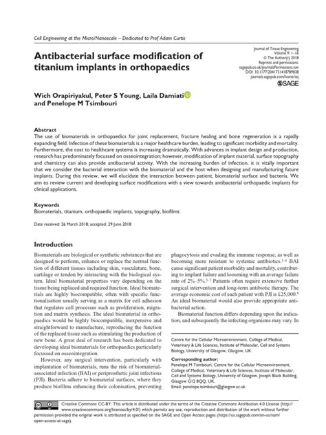 Antibacterial Surface Modification Of Pdf Immune System Toll Like Receptor