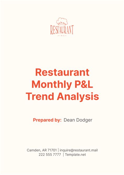 Free Restaurant Monthly Pandl Trend Analysis Template To Edit Online