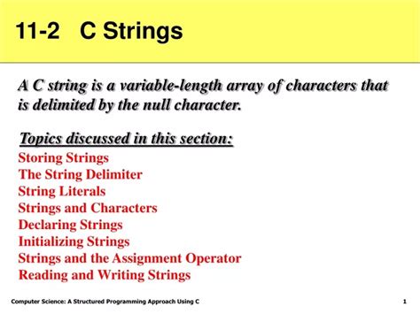 Ppt Introduction To C Strings Storing Initializing And Reading Strings Powerpoint