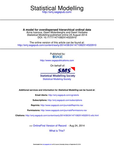 Pdf A Model For Overdispersed Hierarchical Ordinal Data