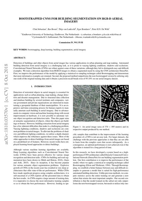 Pdf Bootstrapped Cnns For Building Segmentation On Rgb D Aerial Imagery