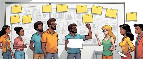 Brainstorming Around A Whiteboard Filled With Colorful Sticky Notes And Diagrams Prompts