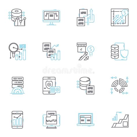 extensive data linear icons set analytics insights big data metrics quantitative