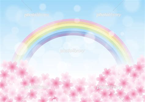 桜と青空と虹の背景 イラスト素材 6196070 フォトライブラリー photolibrary
