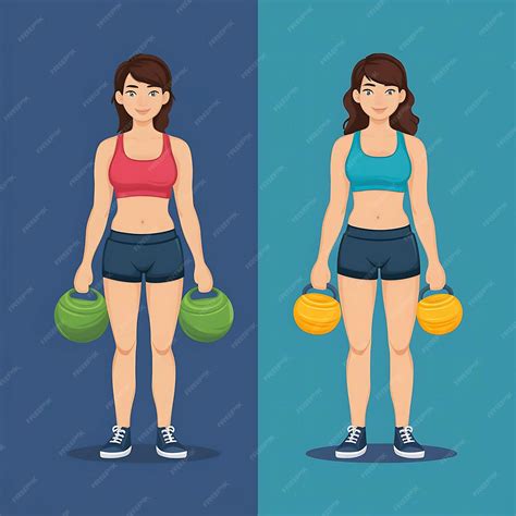 Girl Young Woman Before And After Diet And Fitness Weight Loss Steps