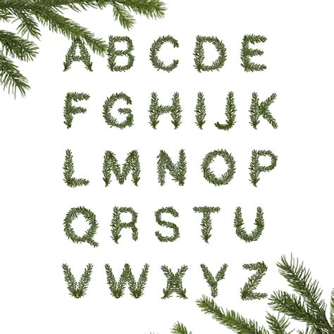 Christmas Pine Tree Branch Alphabet Monogram Machine Embroidery Design