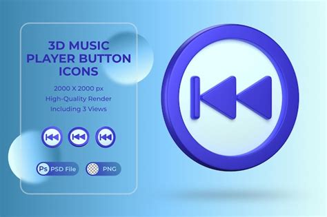 Premium Psd Skip Backward Button In 3d Illustration Or Icon For Music Player