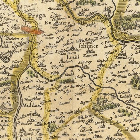 Old Map Of Bohemia 1635 Very Rare Map Ancient Fine Etsy
