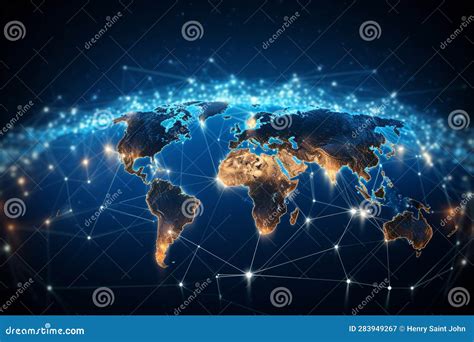 Networked Spheres An Abstract Representation Of Global Connectivity Stock Illustration