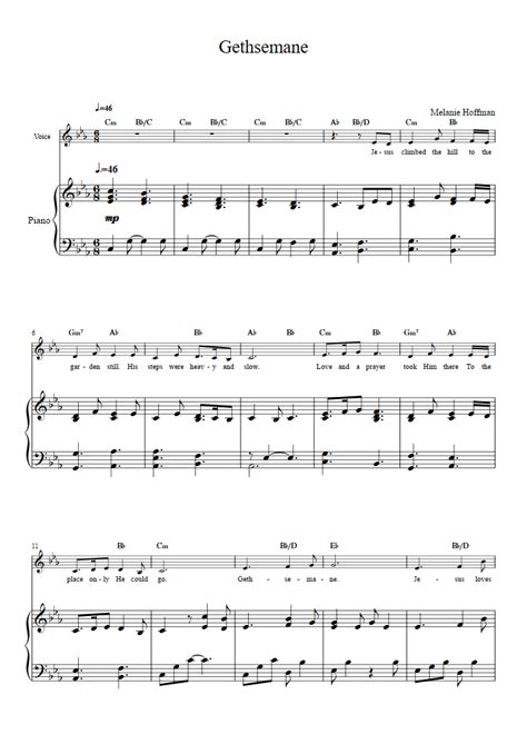 Gethsemane Melanie Hoffman Piano Sheet Music