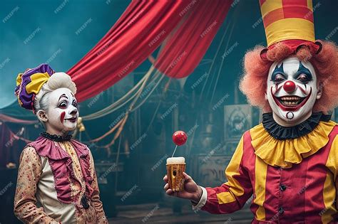 Premium Ai Image Horror Clown And Creapy Funfair Or Circus Concept Of
