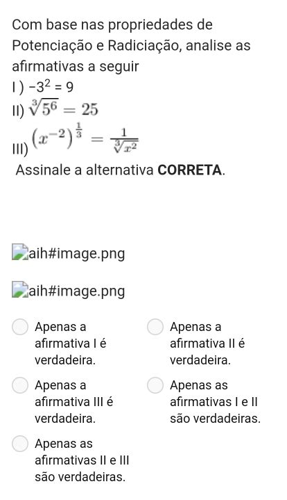 Solved base nas propriedades de Potenciação e Radicia algebra