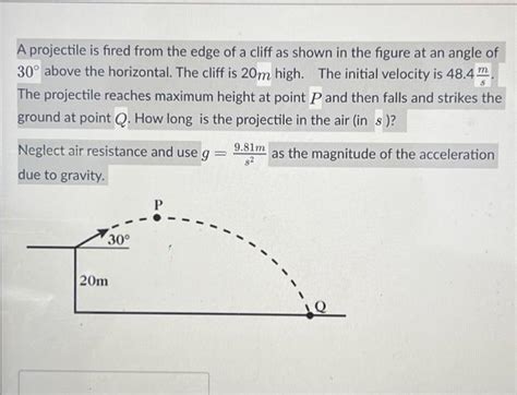 Solved A Projectile Is Fired From The Edge Of A Cliff As