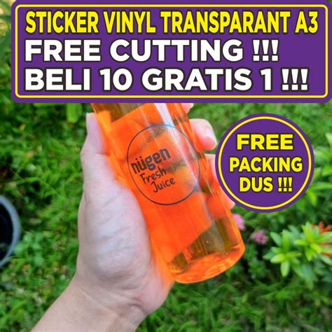 Jual Cetak Print Stiker Sticker Label Vinyl Transparan A3 Cutting Kiss