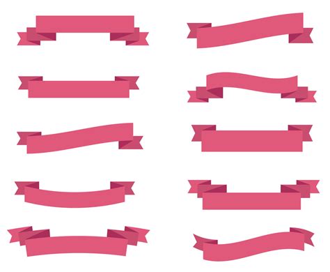 Pink Vector Ribbon Set Vector Art And Graphics