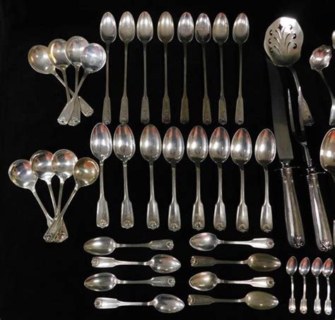 Lot Silver Towle Sterling Flatware Shell Pattern Sixty Five Pieces Including Carving