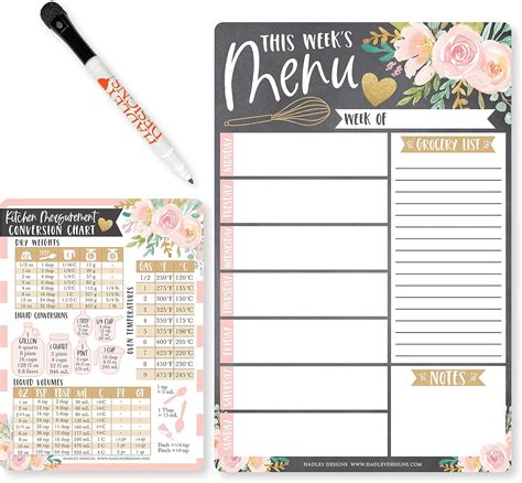 Floral Magnetic Meal Planner And Kitchen Conversion Australia Ubuy