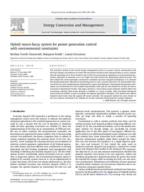 Pdf Hybrid Neuro Fuzzy System For Power Generation Control With