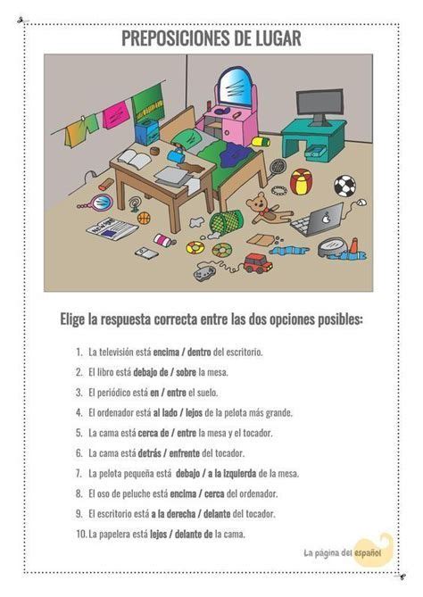 Spanish Interactive Notebook Activity Prepositions Of Location