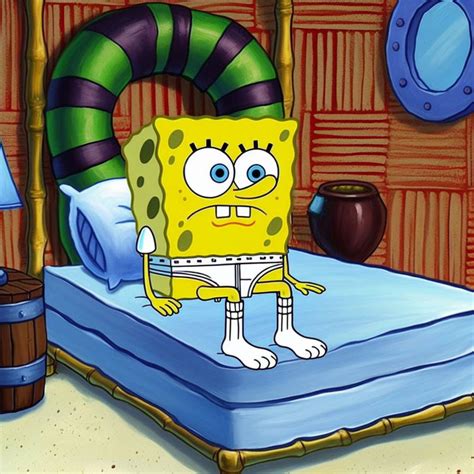 Spongebob Just Sitting On The Bed In His Underwear By Cupheadthecup0yt